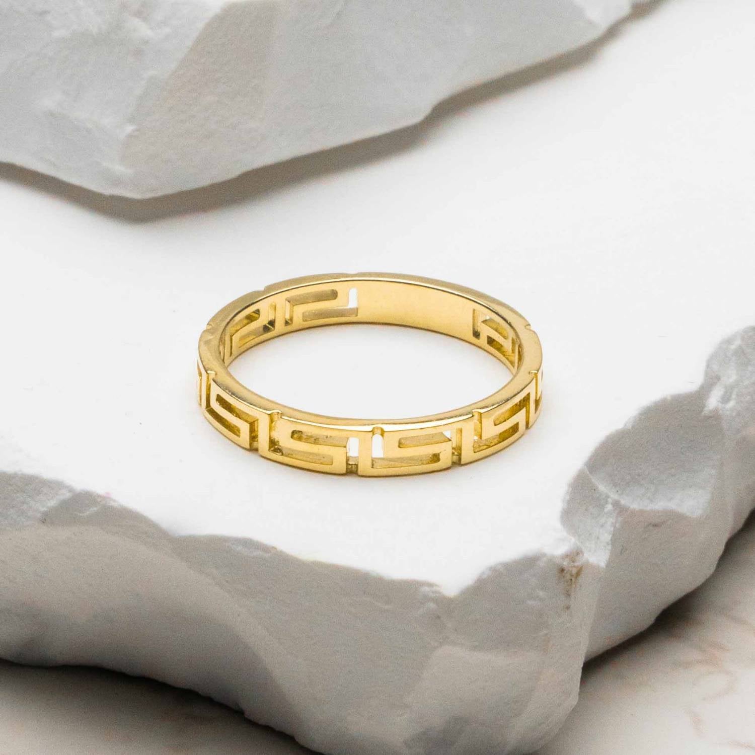 Greek Key Wedding Bands – Stakora