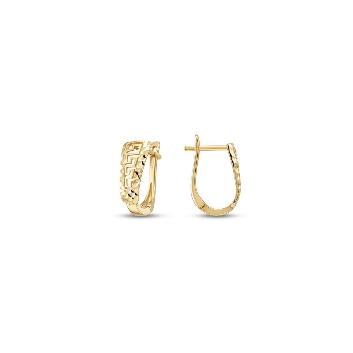 Greek Key Diamond-Cut Hoop Earrings – Stakora