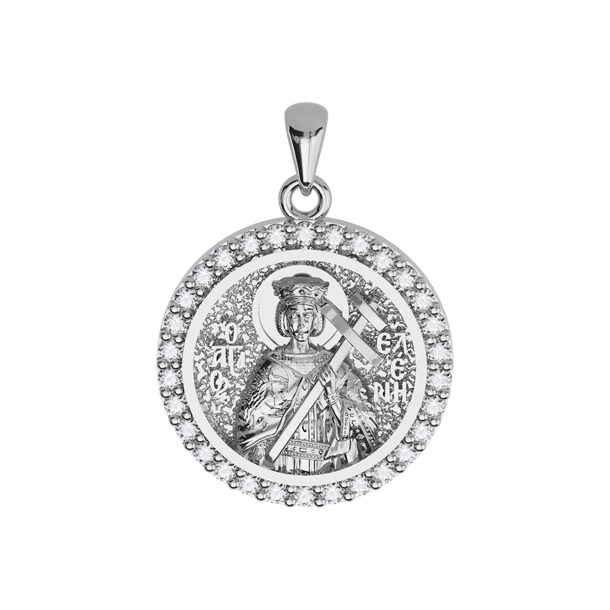 Saint Helen (Eleni) Sculpted Pavé Round Medal – Stakora