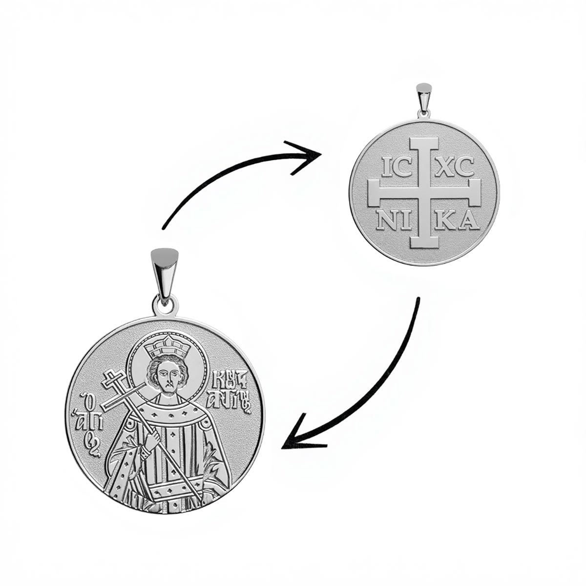 Custom Greek Orthodox Saint Round Medal with Greek Cross Back – Stakora