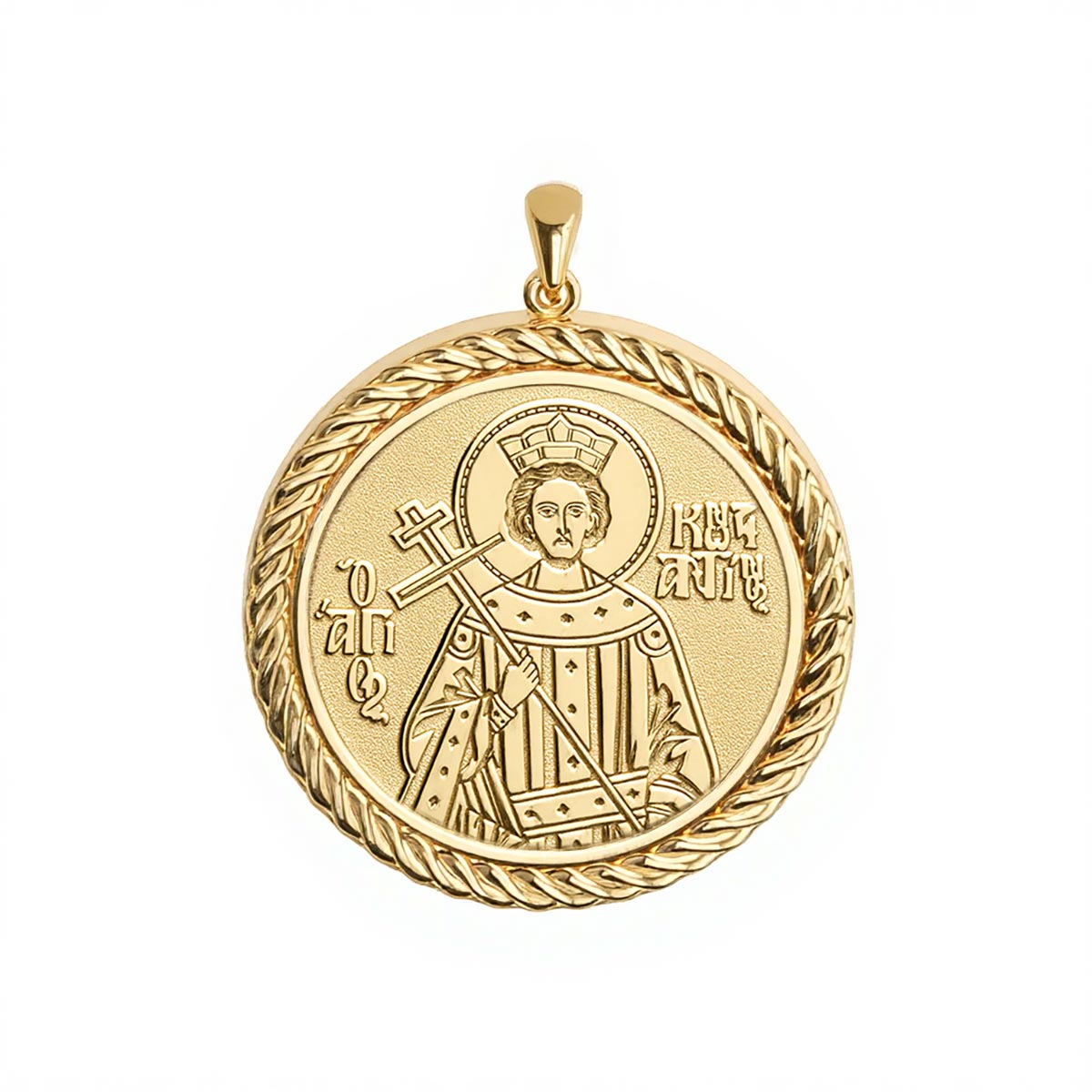Custom Greek Orthodox Icon Rope Round Frame Pendant – Stakora