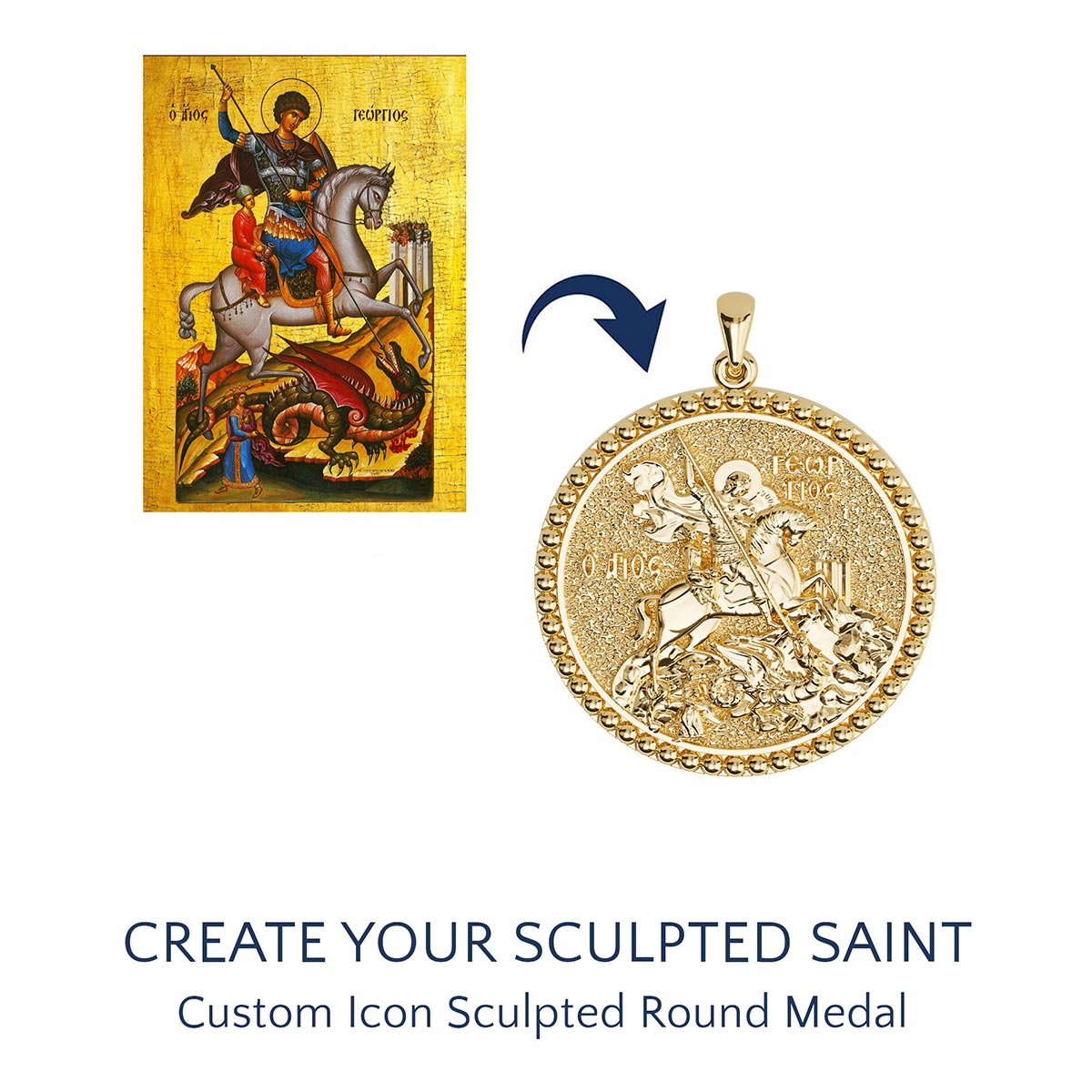 Create Your Sculpted Saint - Custom Icon Round Medal – Stakora