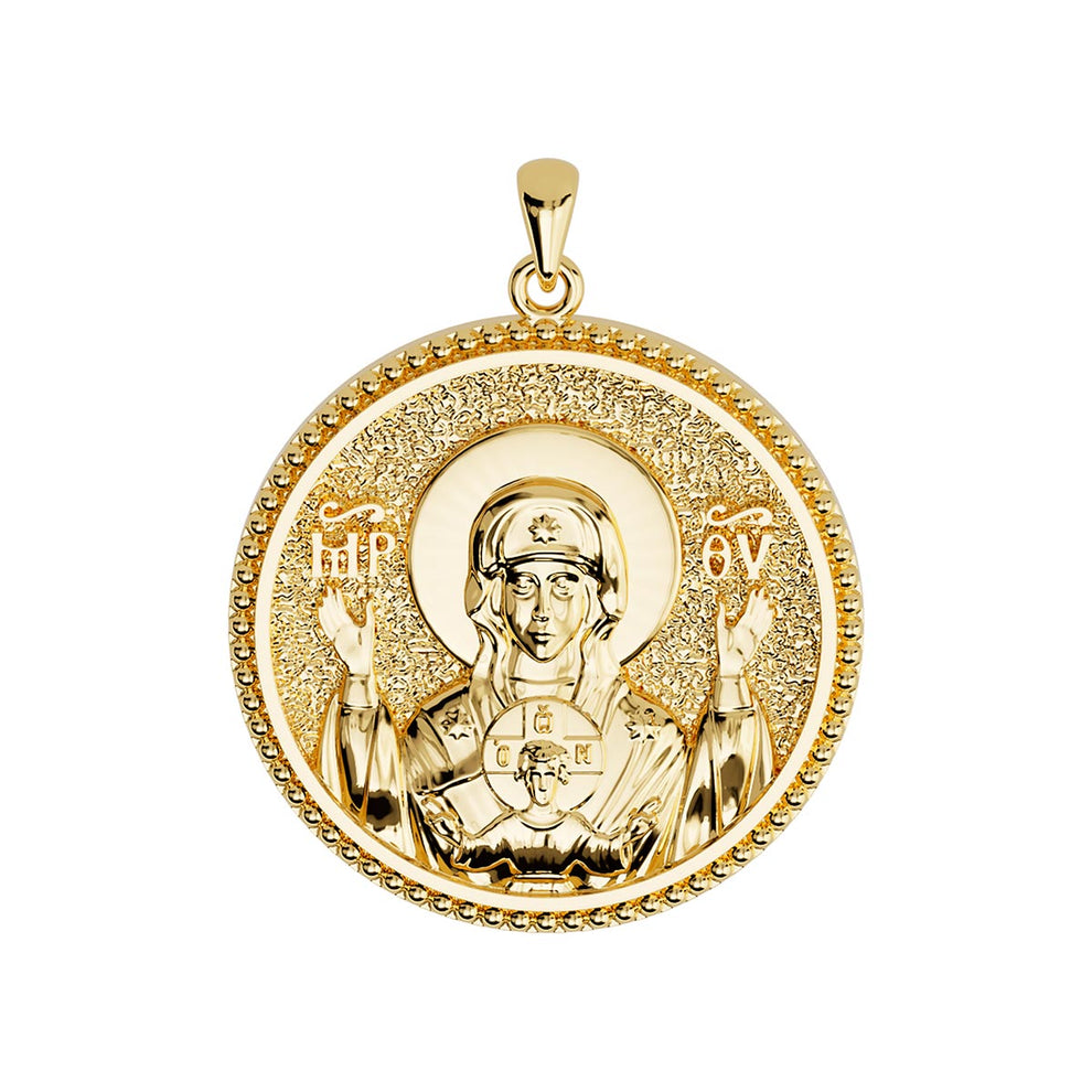 Our Lady of the Sign (Panagia Platytera) Orthodox Icon Sculpted Round ...