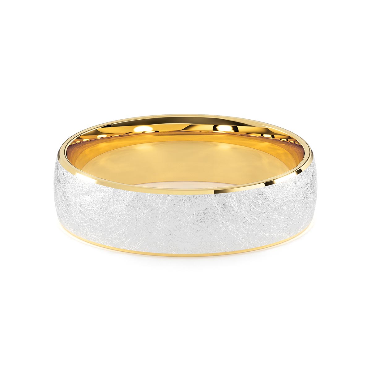 Comfort Fit 6MM Men's Wedding Ring with Wide Scratched Inlay – Stakora