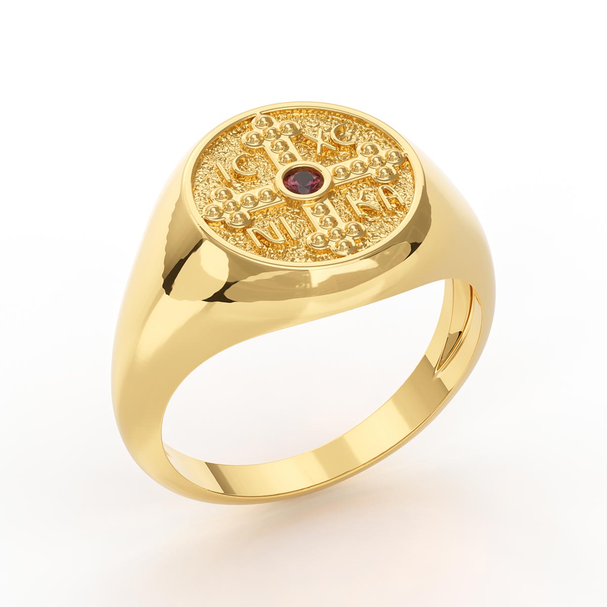 Greek Orthodox Cross Signet Ring with Ruby – Stakora